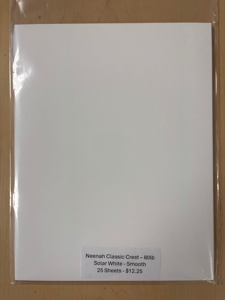 Neenah 80lb Classic Crest Cardstock 8.5"X11" Solar White - Smooth (PER ...