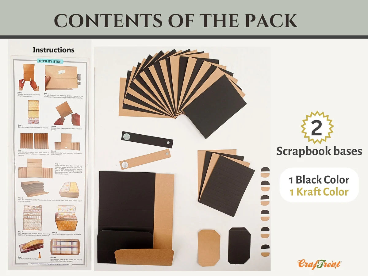 CrafTreat Scrapbook Blanks -Accordion Inserts Handbag - Black & Kraft ...