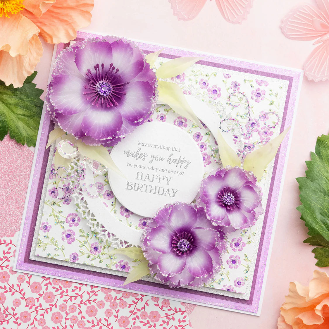 Chloe's Creative Cards - 8x8" 2D Embossing Folder - Peony Background ...
