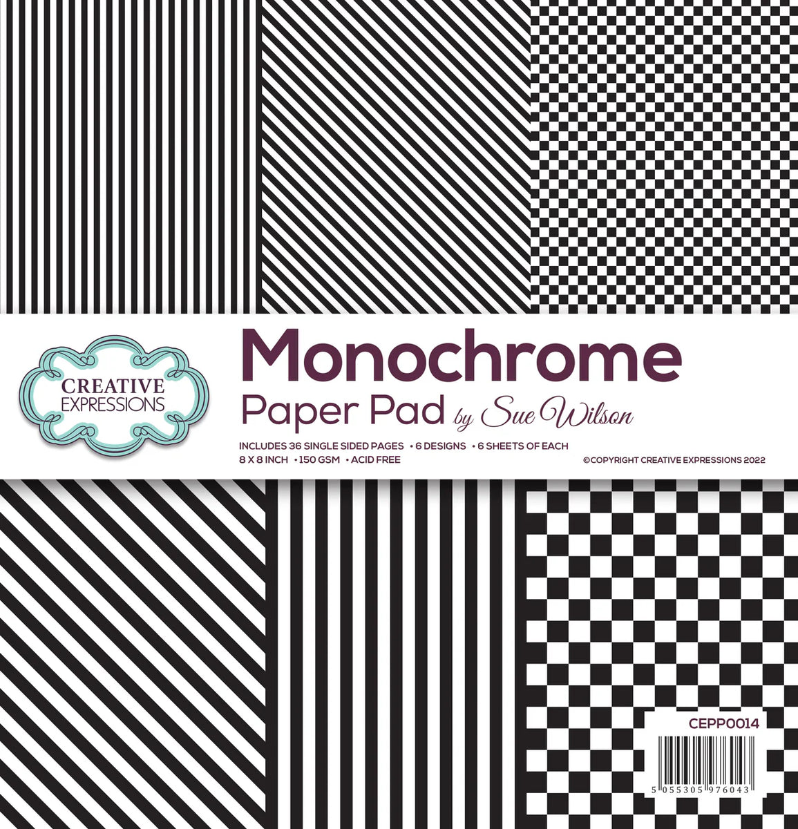 Creative Expressions Sue Wilson Monochrome Stripes 8 in x 8 in Paper P ...