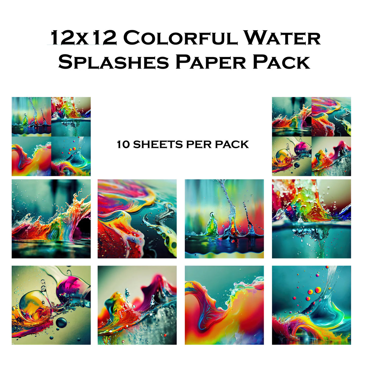 Simply Stated - Colorful Water Splashes 12x12 Paper Pack - Gloss paper ...