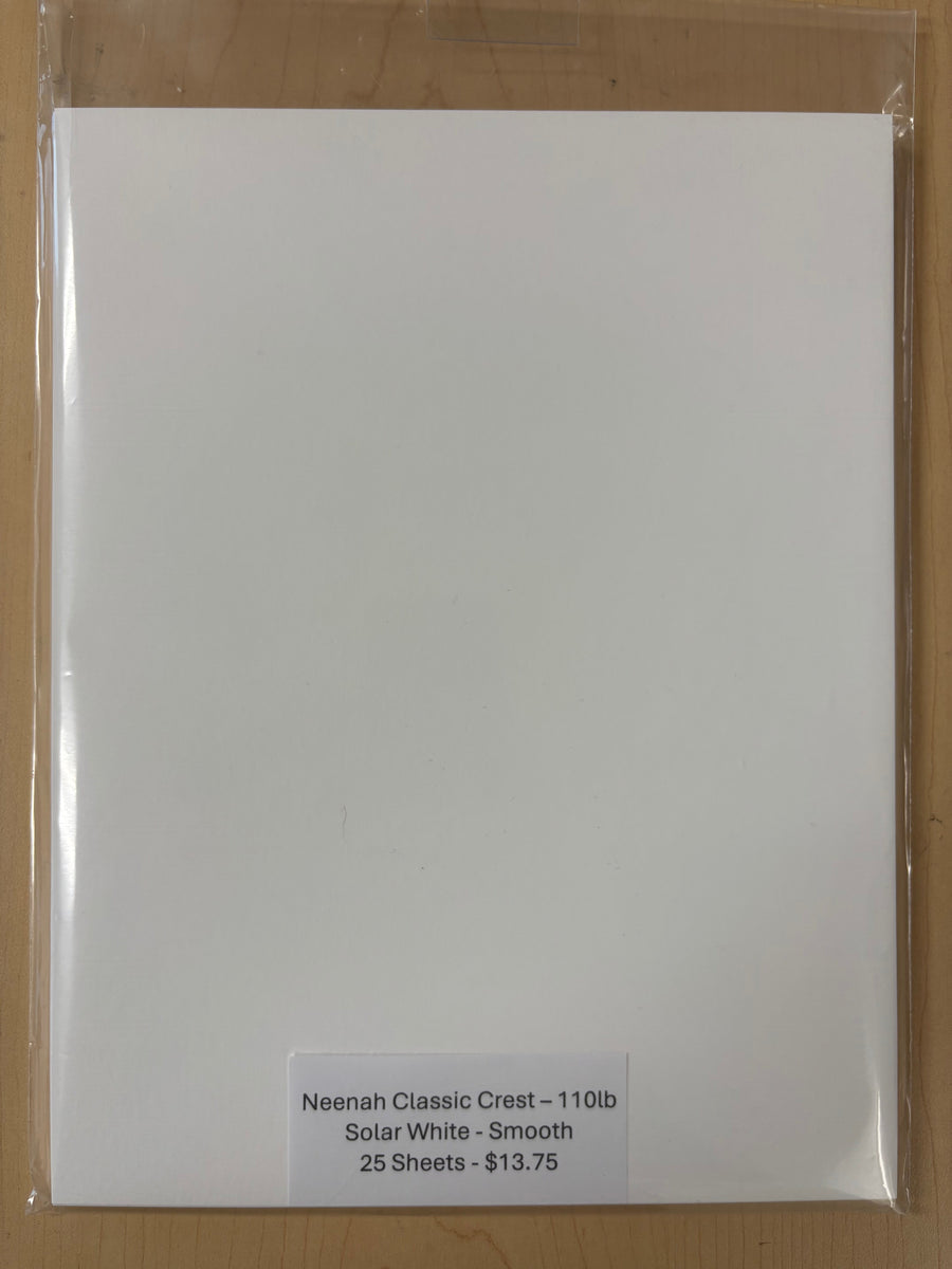 Neenah 110lb Classic Crest Cardstock 8.5"X11" Solar White Smooth(PER 2 ...