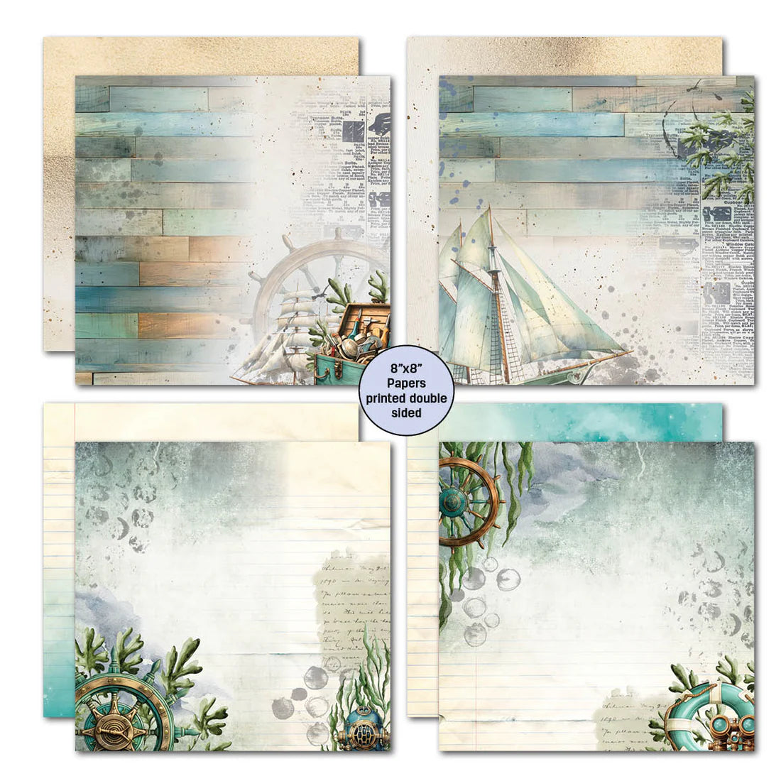 3Quarter Designs Maritime Tides 8x8 Paper Pack – Scrap en masse