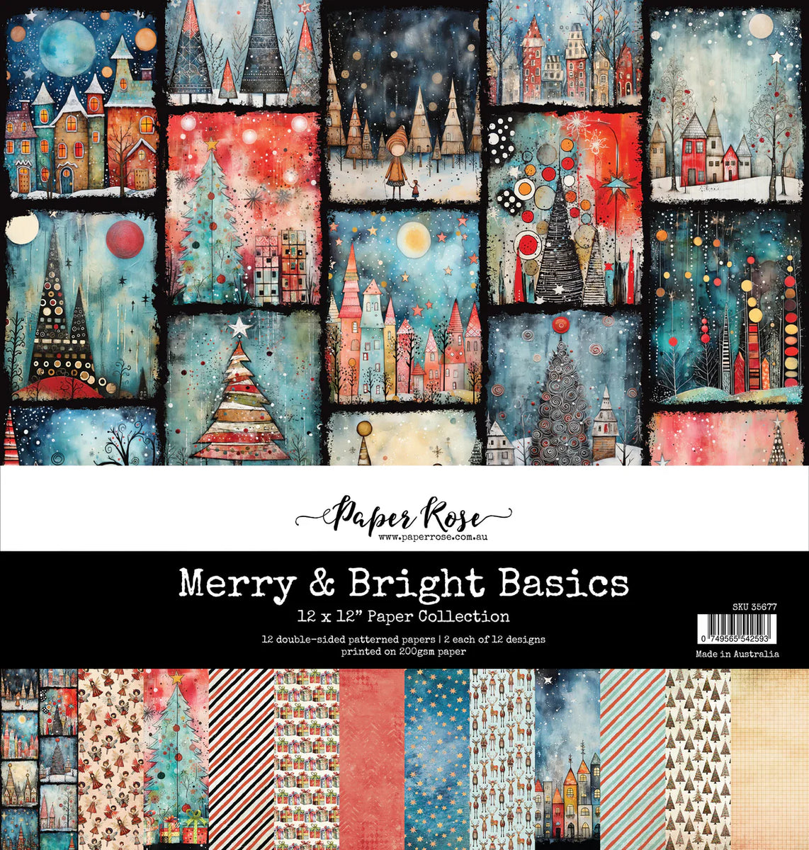 Paper Rose Merry and Bright Basics 12x12 Paper Collection – Scrap en masse