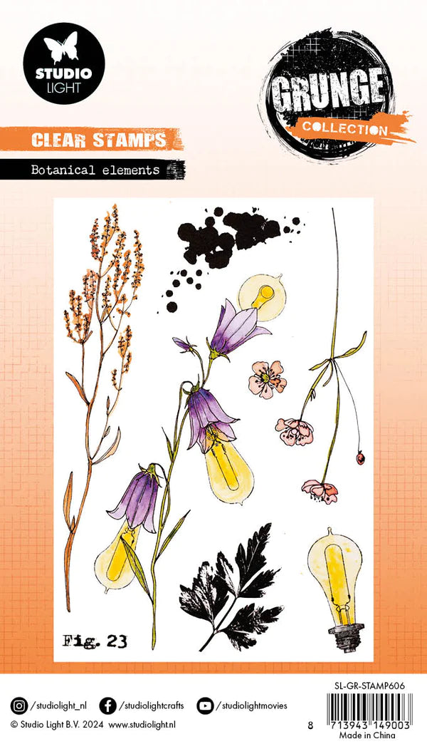 Studio light - Clear Stamp Botanical Elements Grunge Collection 8 PC ...