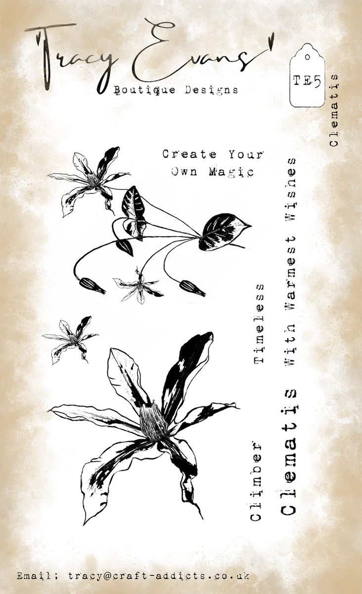 Tracy Evans Boutique Designs TE5 - Clematis (A6 stamp) – Scrap en masse