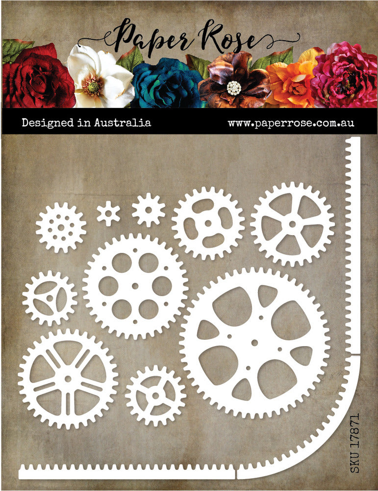 Paper Rose Die, Cogs & Track Border – Scrap en masse